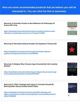 Returning To Scientific Practice A New Reflection On Philosophy Of ...
