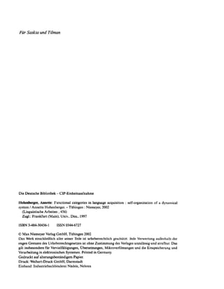 Functional Categories in Language Acquisition Self Organization of a ...