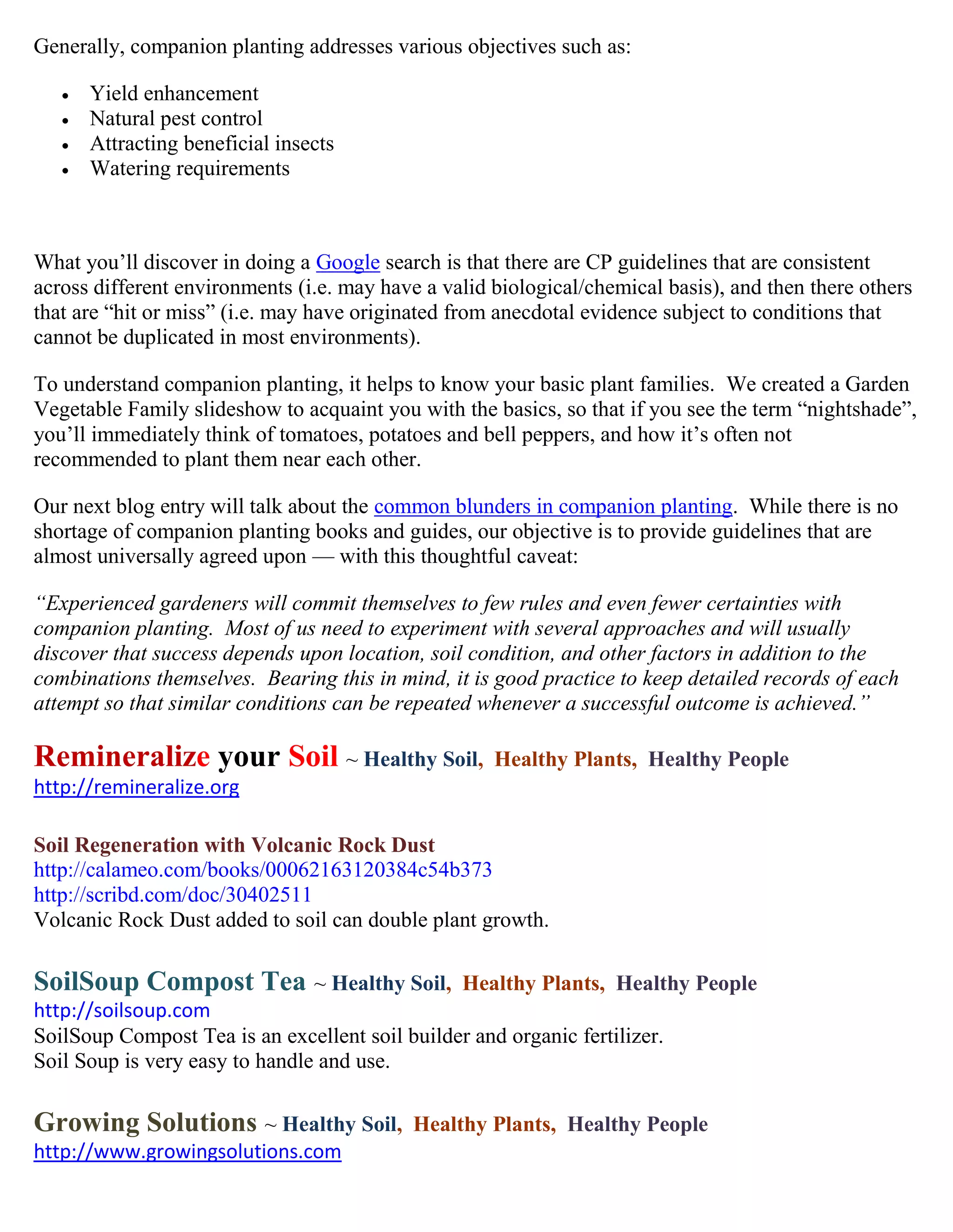 Companion Planting, Part I: Know Your Plant Families - the Dirt | PDF