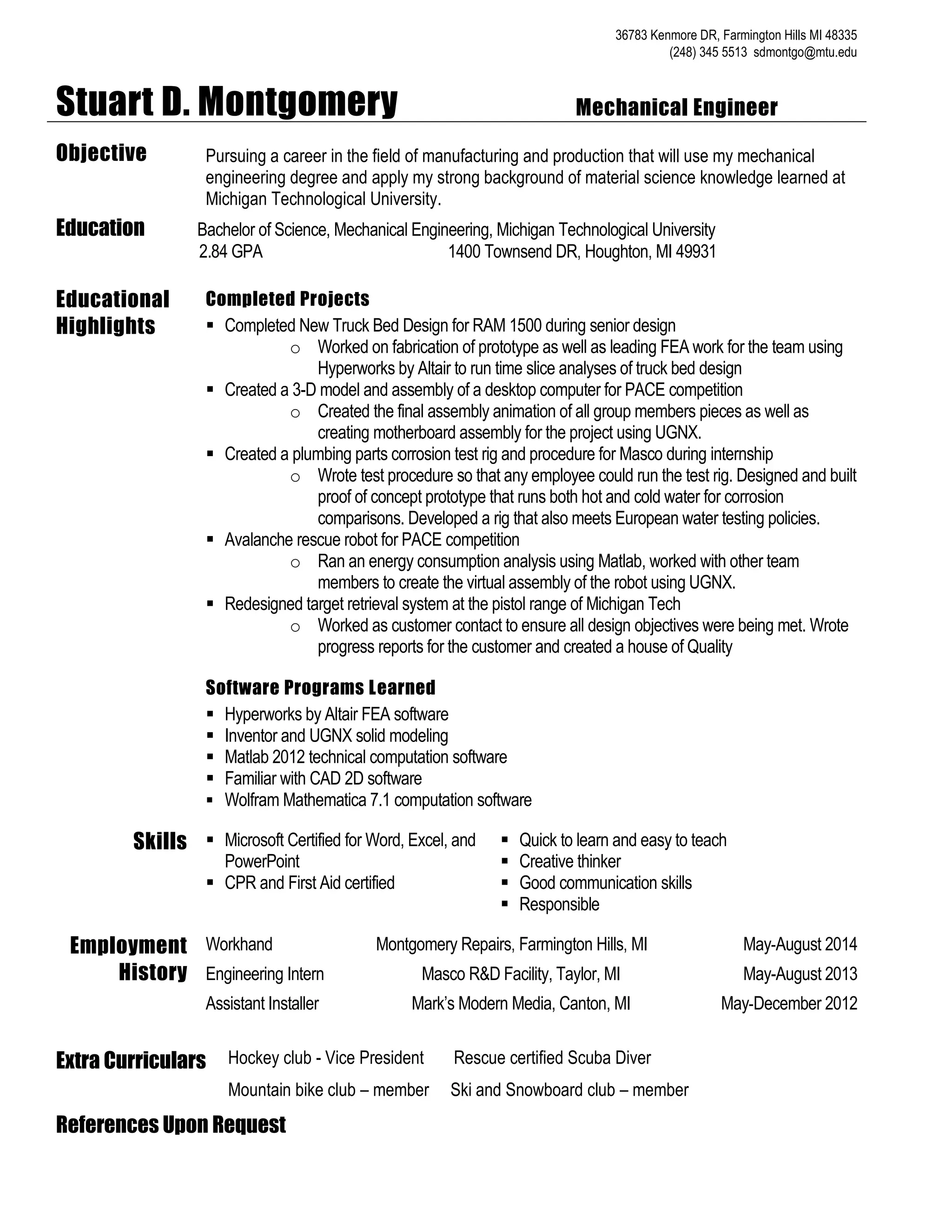 Stuart Montgomery resume | PDF