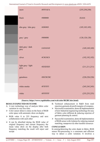 Development of Solid Colour Shade Detection and Matching Machine | PDF