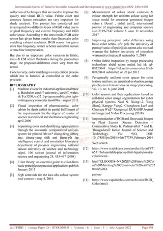 Development of Solid Colour Shade Detection and Matching Machine | PDF