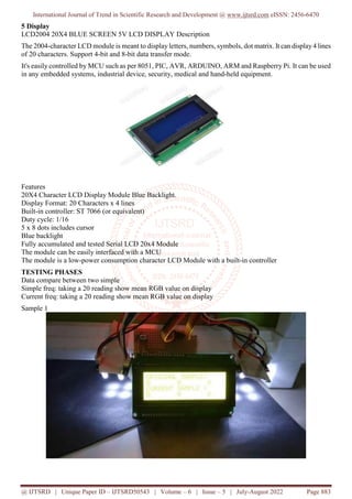 Development of Solid Colour Shade Detection and Matching Machine | PDF