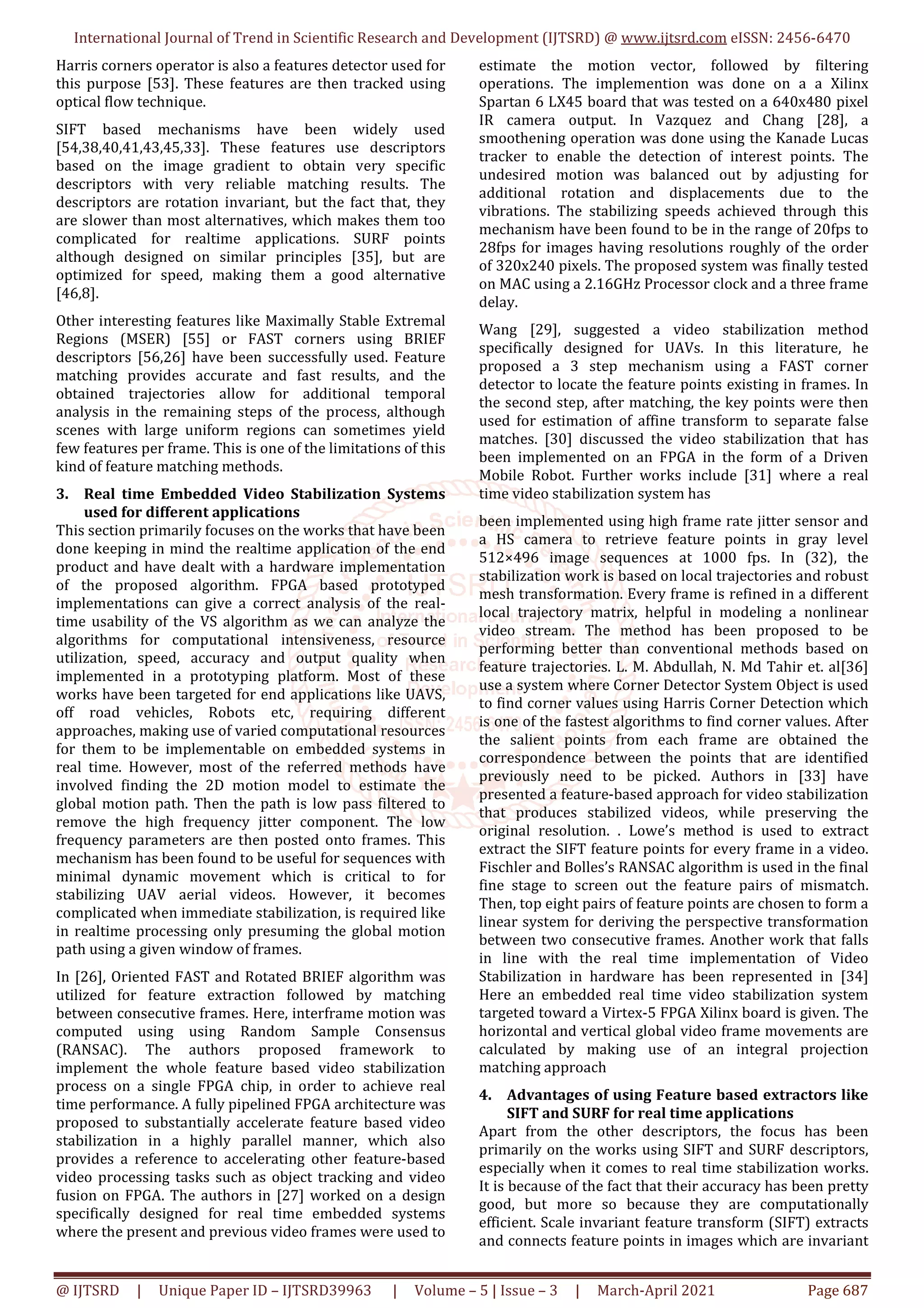 Embedded Implementations of Real Time Video Stabilization Mechanisms A Comprehensive Review ...
