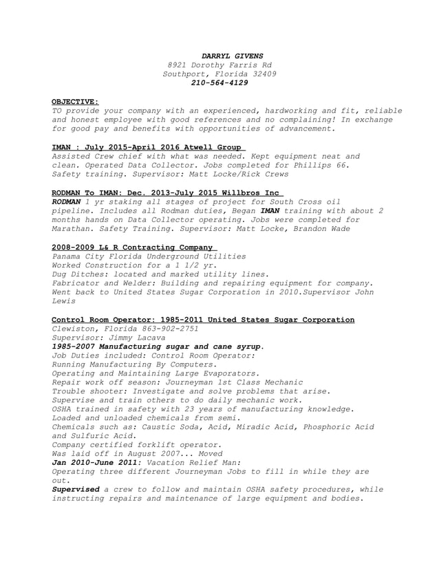 Darryl Givens Resume 2016 | PDF