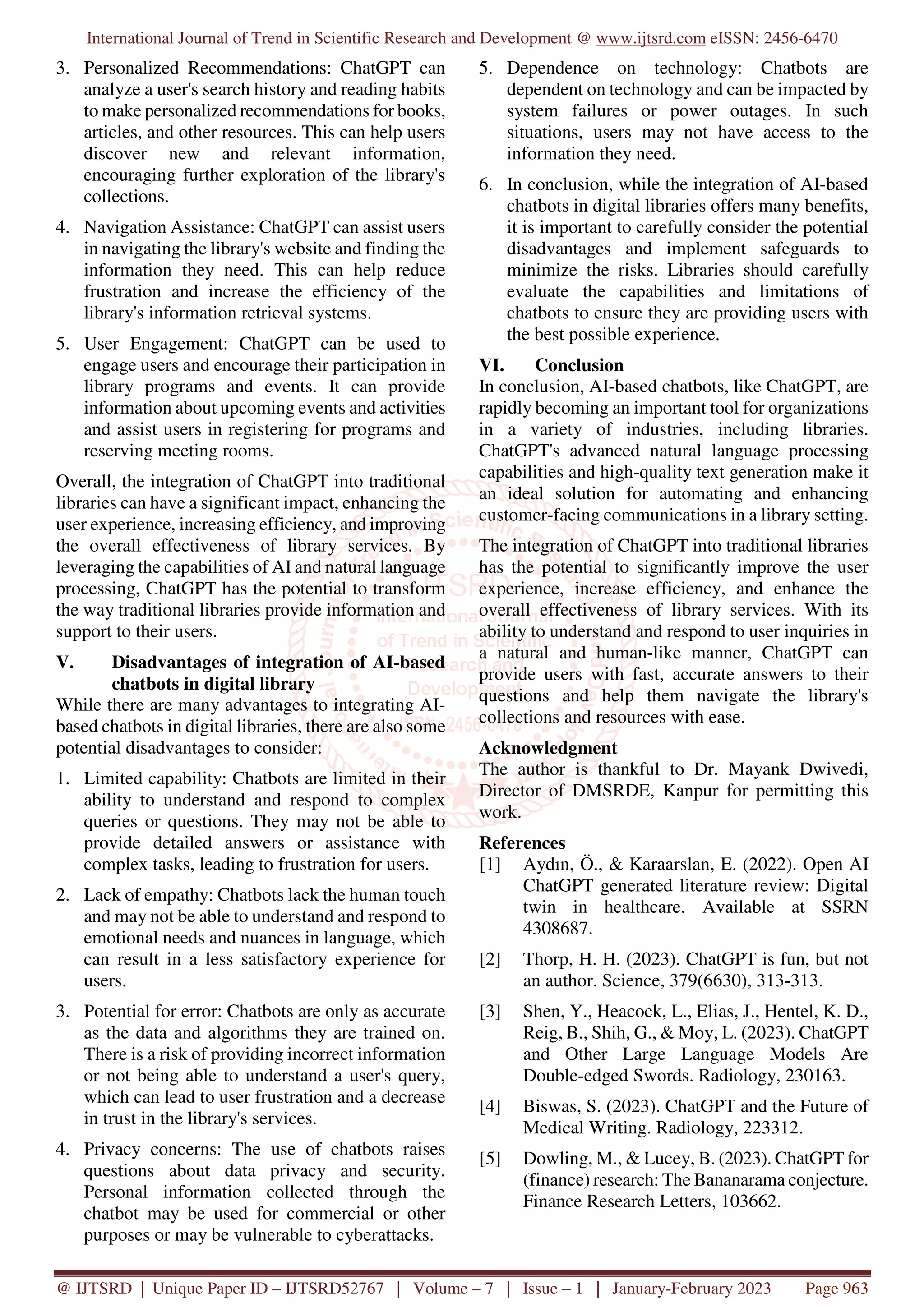 Novel Study on AI Based Chatbot ChatGPT Impacts on the Traditional ...