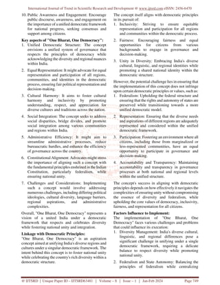 One Bharat, One Democracy Fostering Unity Amidst Diversity | PDF