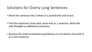 Overly long sentences | PPT