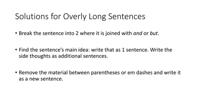 Overly long sentences | PPT