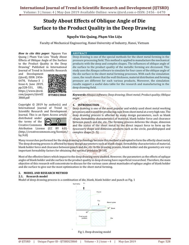 Study About Effects of Oblique Angle of Die Surface to the Product ...