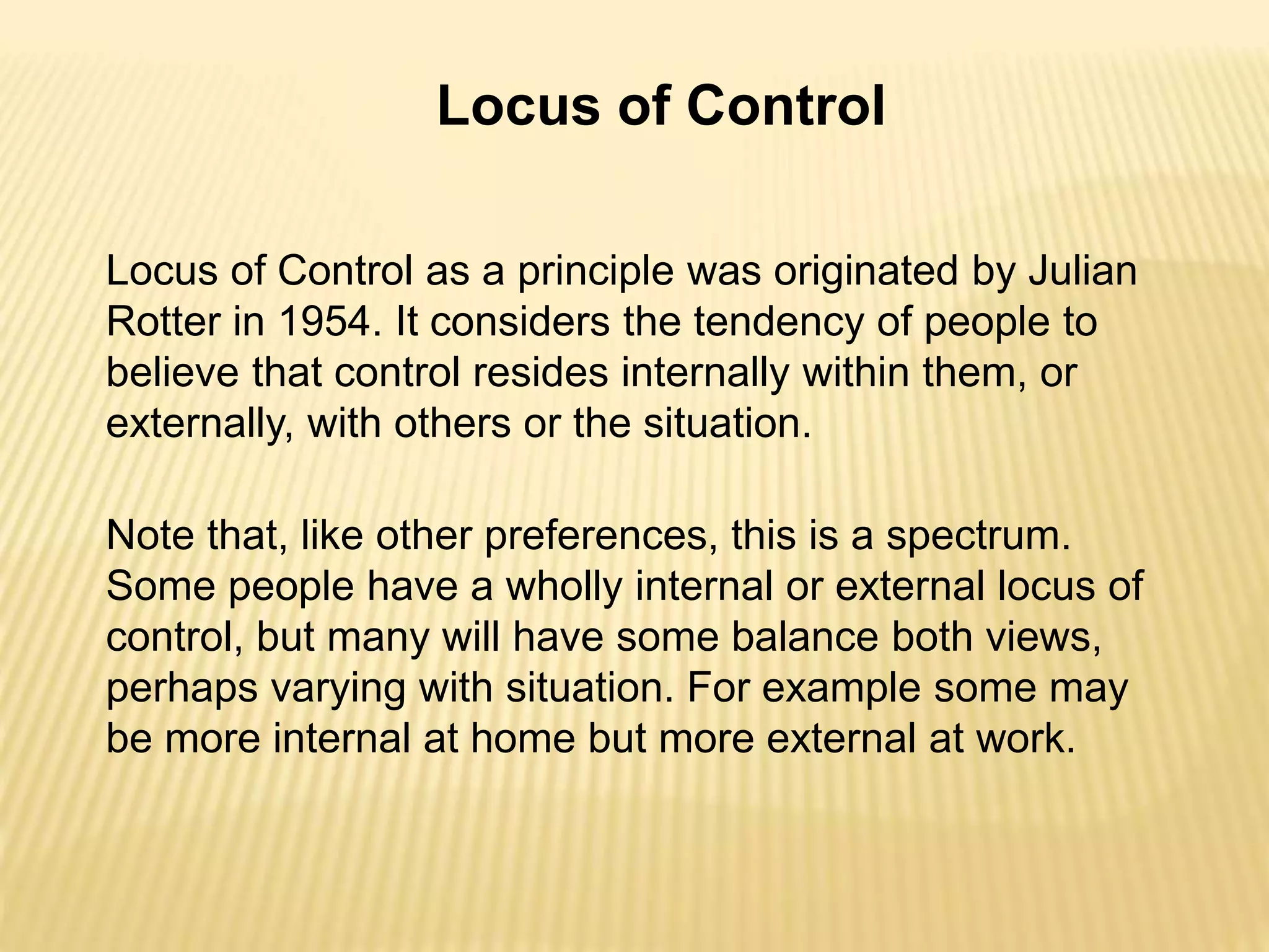 115. locus of control by jullian rotter | PPTX
