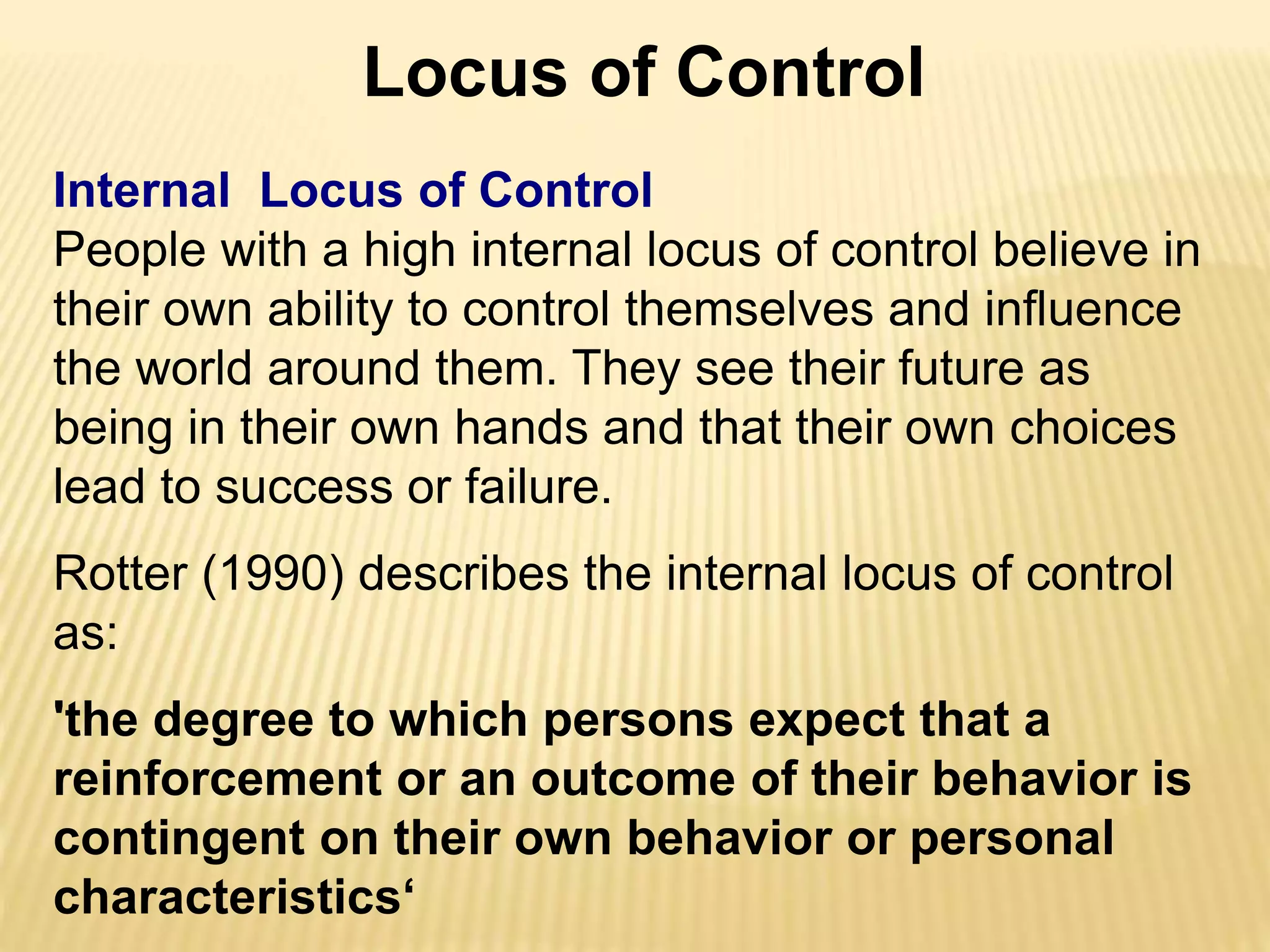 115. locus of control by jullian rotter | PPTX