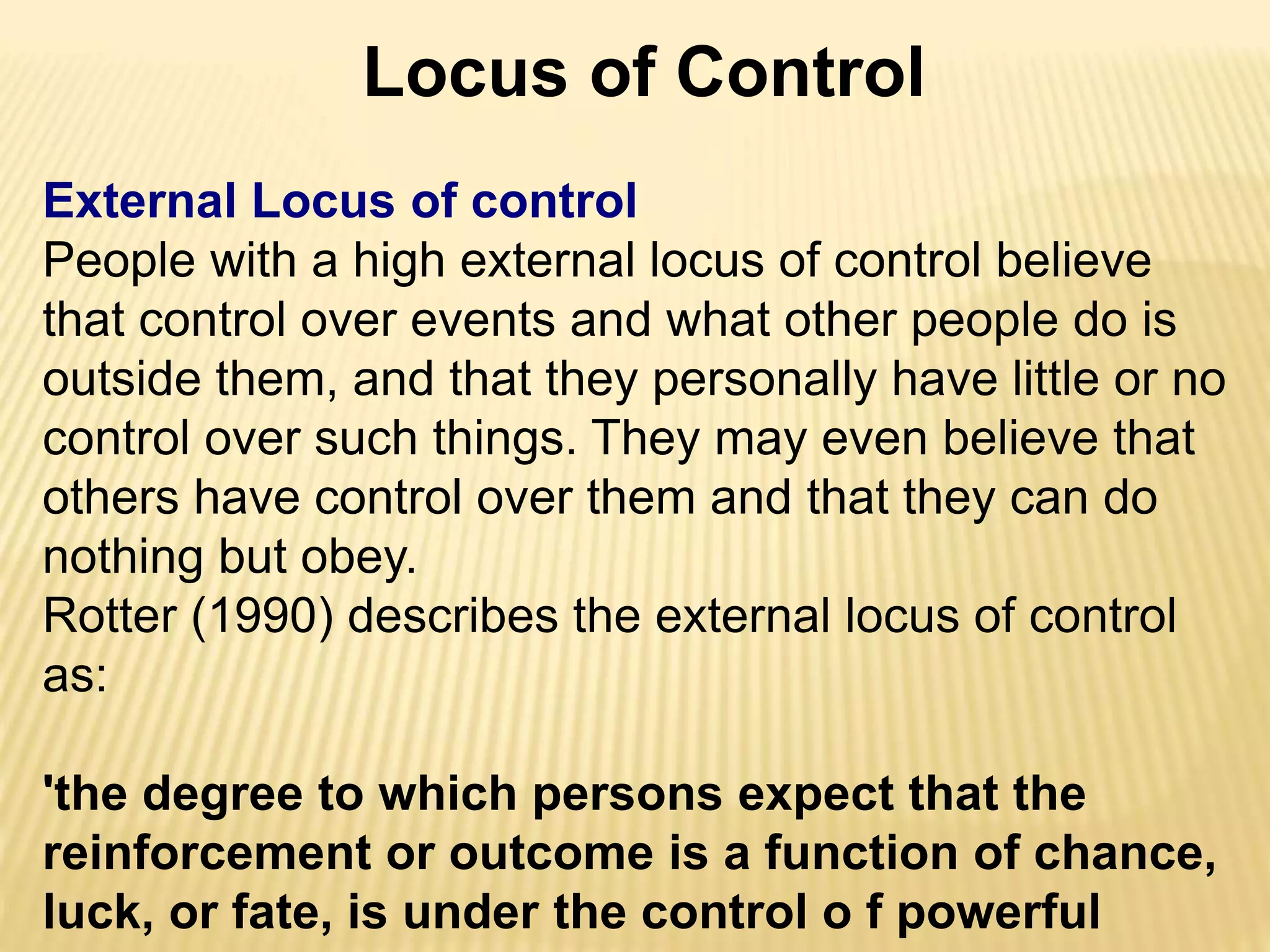 115. locus of control by jullian rotter | PPTX