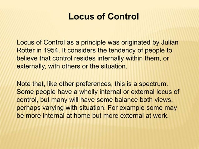 115. locus of control by jullian rotter | PPTX
