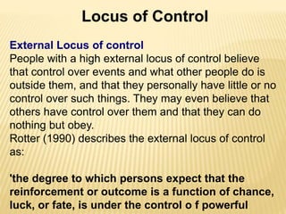115. locus of control by jullian rotter | PPTX