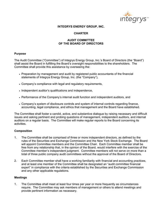 integrys governance audit comm | PDF | Financial Regulation | Economy