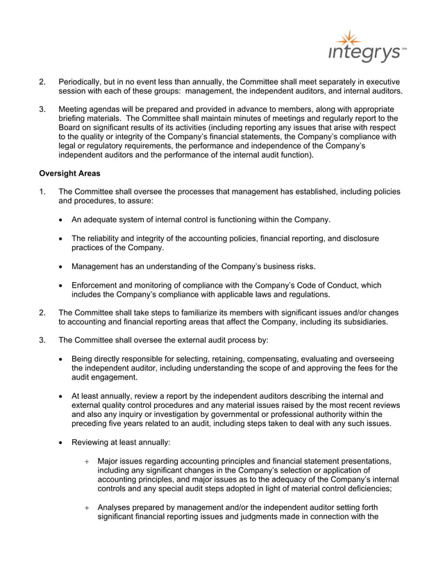 integrys governance audit comm | PDF | Financial Regulation | Economy