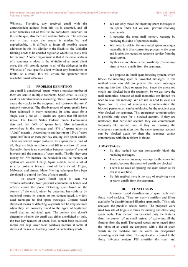 E Mail Security Using Spam Mail Detection And Filtering System Pdf