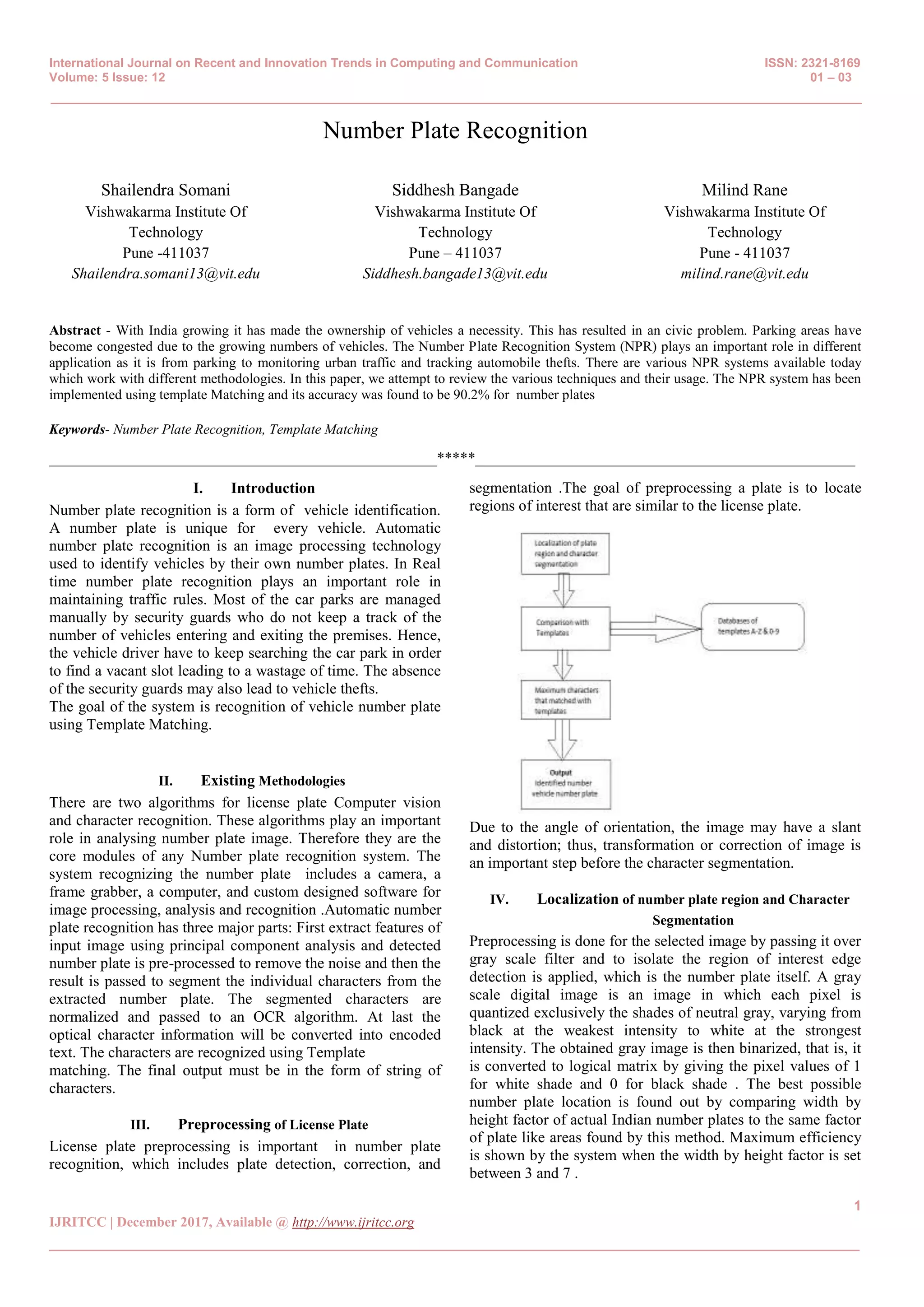 Number Plate Recognition | PDF
