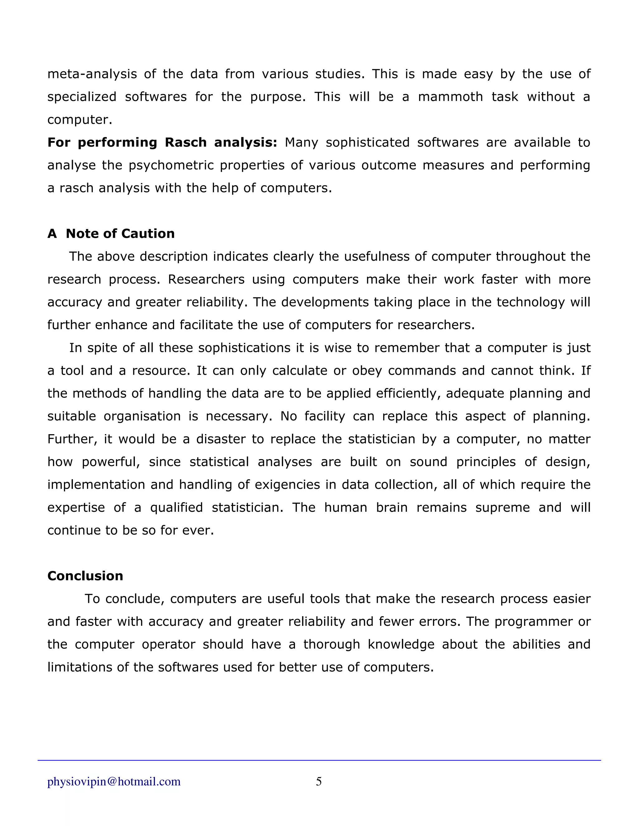 Role of computers in research | PDF