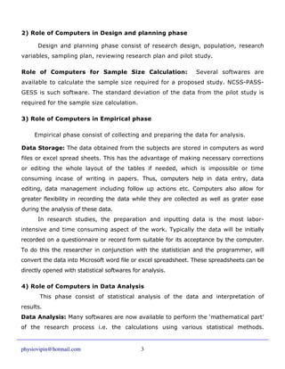 Role of computers in research | PDF