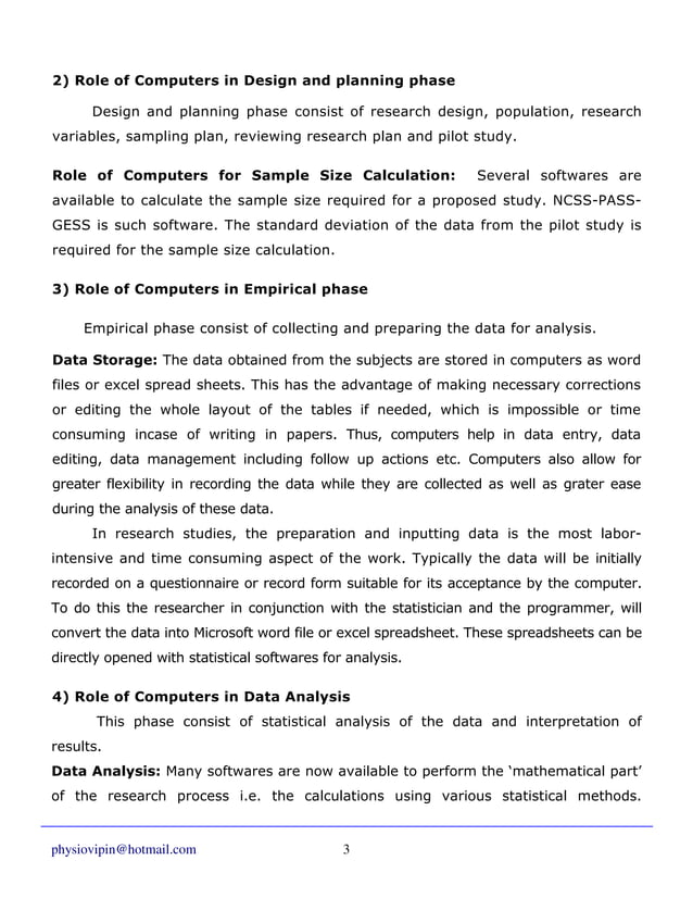 Role of computers in research | PDF