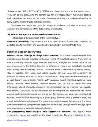 Role of computers in research | PDF