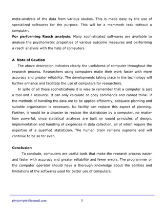 Role of computers in research | PDF
