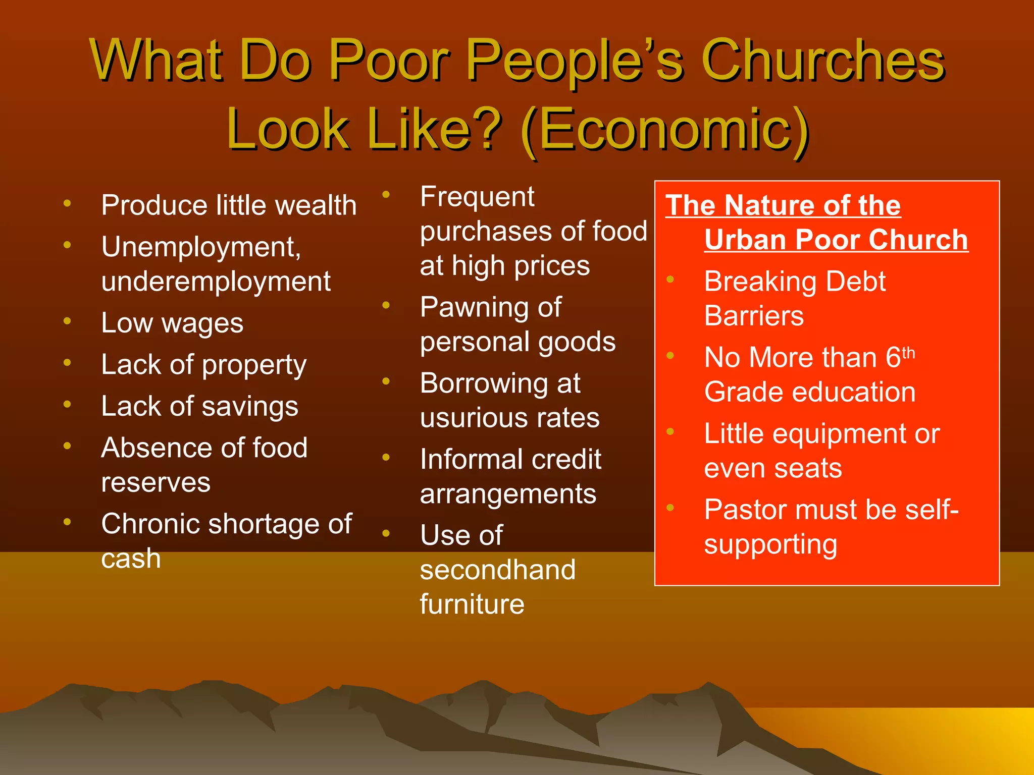 Church in the Midst of the Culture of Poverty | PPT