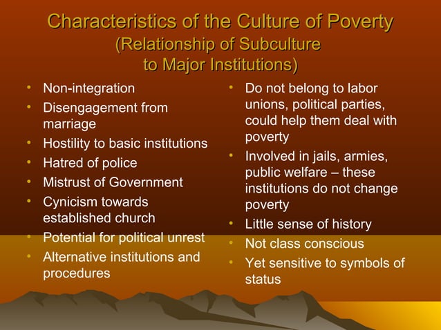 Church in the Midst of the Culture of Poverty | PPT