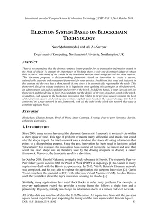 Election System Based on Blockchain Technology | PDF | Elections | Politics