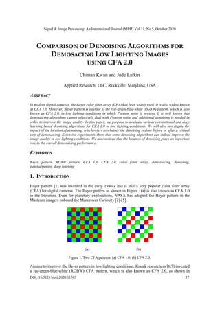 COMPARISON OF DENOISING ALGORITHMS FOR DEMOSACING LOW LIGHTING IMAGES USING CFA 2.0 | PDF ...