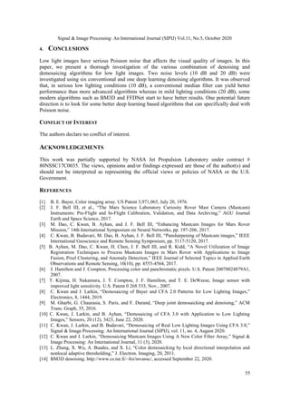COMPARISON OF DENOISING ALGORITHMS FOR DEMOSACING LOW LIGHTING IMAGES ...