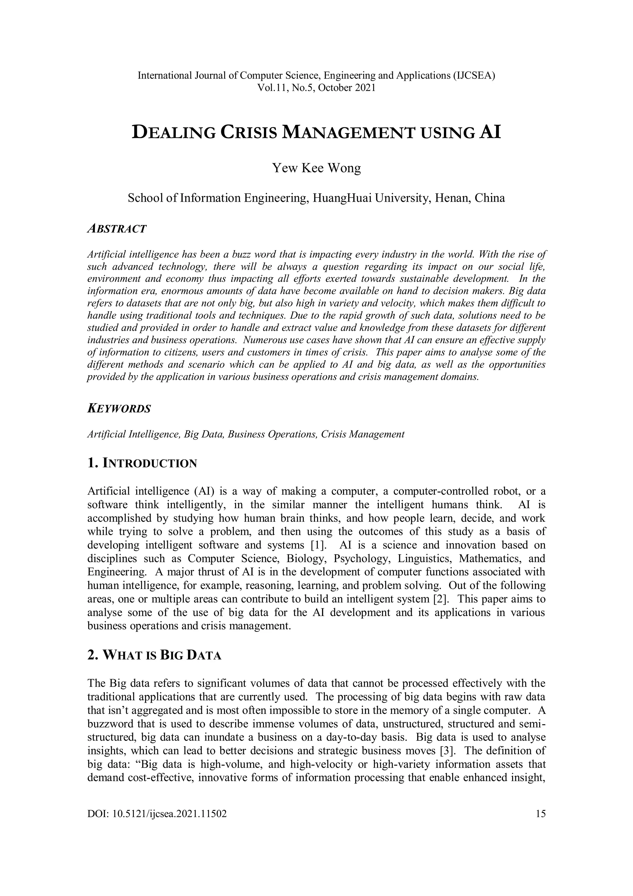 DEALING CRISIS MANAGEMENT USING AI | PDF