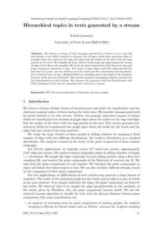 Hierarchical topics in texts generated by a stream | PDF