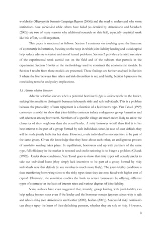 Joint-liability lending and asymmetric information | PDF