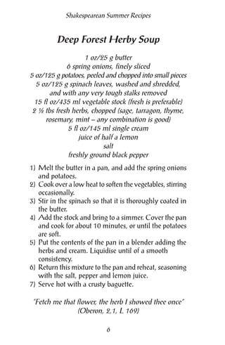 Shakespearean Summer Recipes Alastair Williams | PDF
