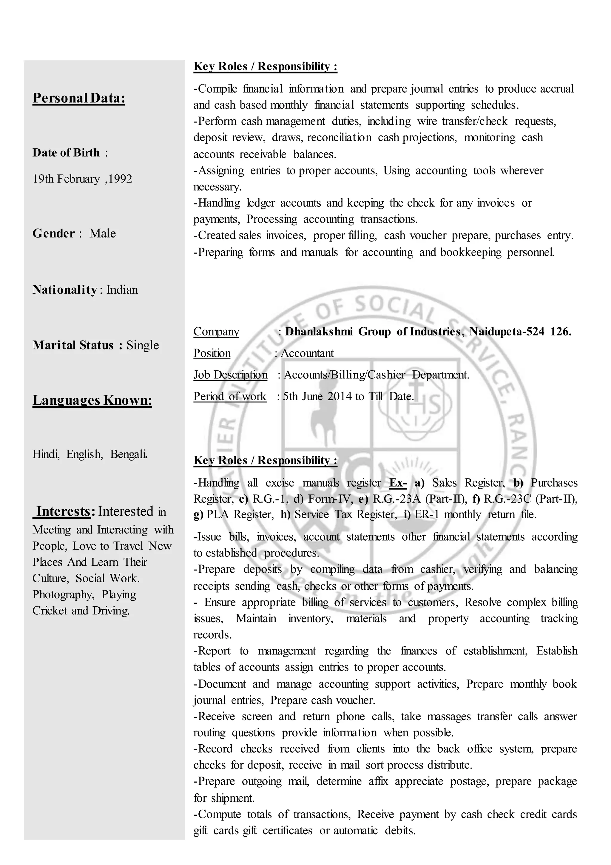 Gopal Resume(CV) | DOCX