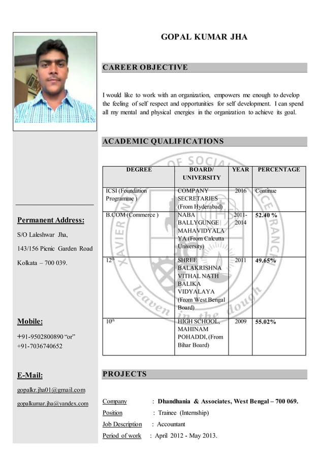 Gopal Resume(CV) | DOCX