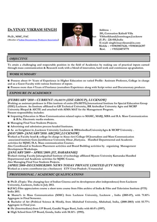 vinay_vikram_singh_kalhans | DOC | Postgraduate Education | College ...