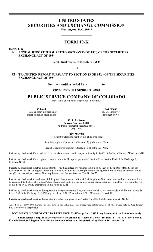 xcel energy 3_2_07PSCo | PDF