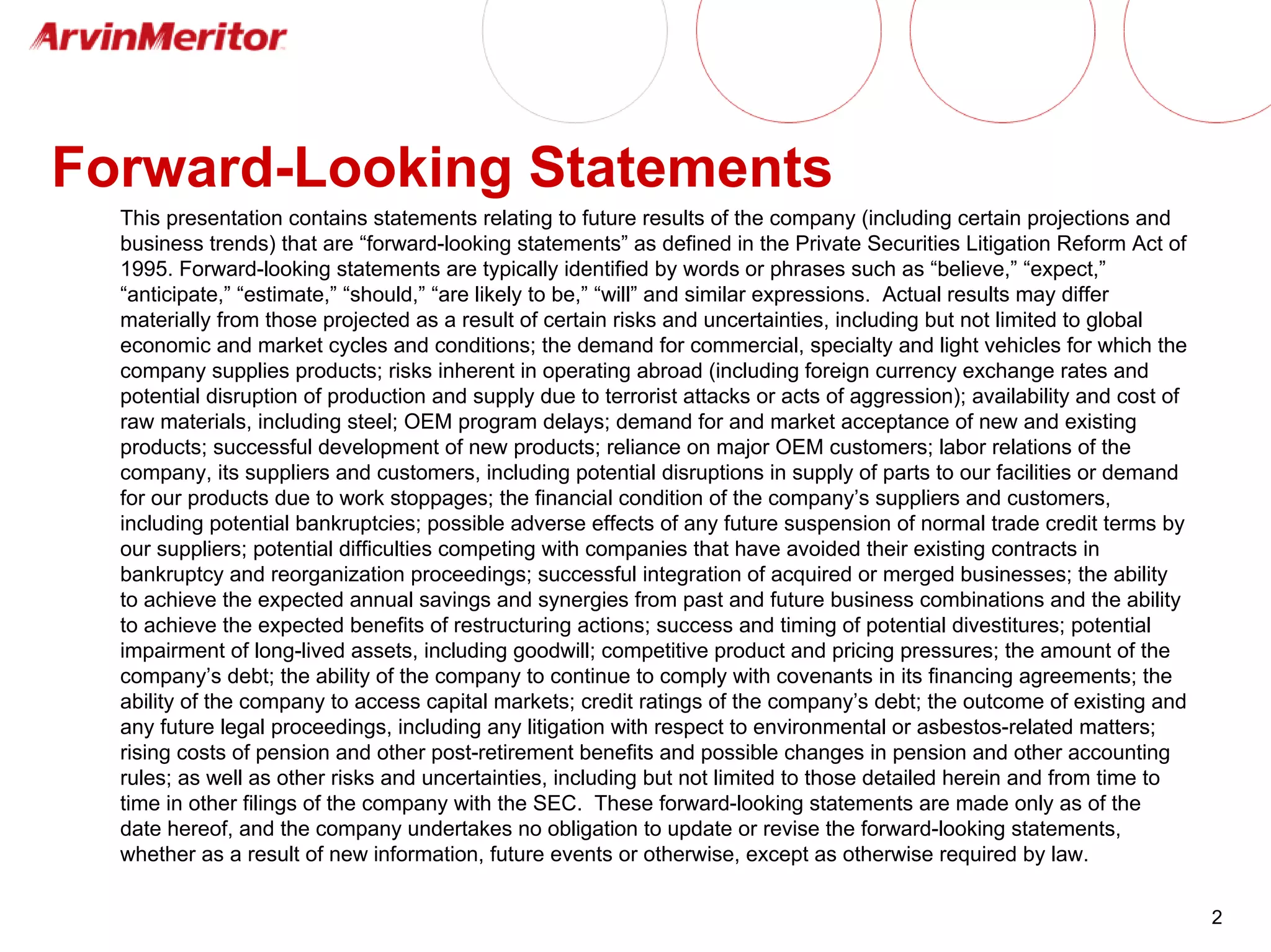 arvinmeritor ARM_Deutsche_Bank_Leveraged_Finance_Conf_100307_FINAL2 | PDF