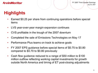arvinmeritor 2007_Q_Earnings_Slides | PDF