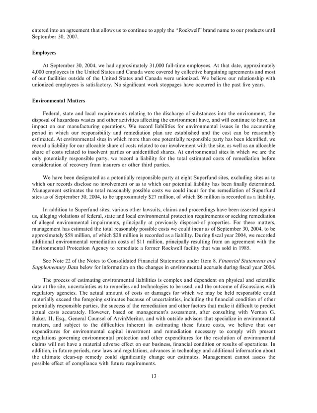 Arvinmeritor 2004 Annual Report | PDF