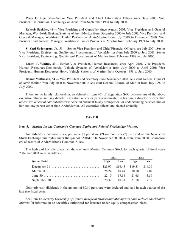 Arvinmeritor 2004 Annual Report | PDF