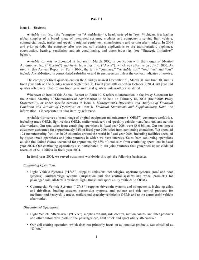 Arvinmeritor 2004 Annual Report | PDF