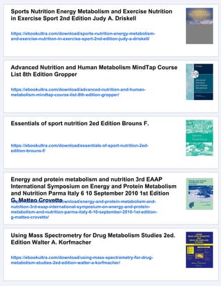 Nutrition and metabolism 2ed Edition Gibney M. | PDF