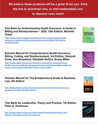 Solution Manual for A Guide to Health Insurance Billing, 4th Edition | PDF