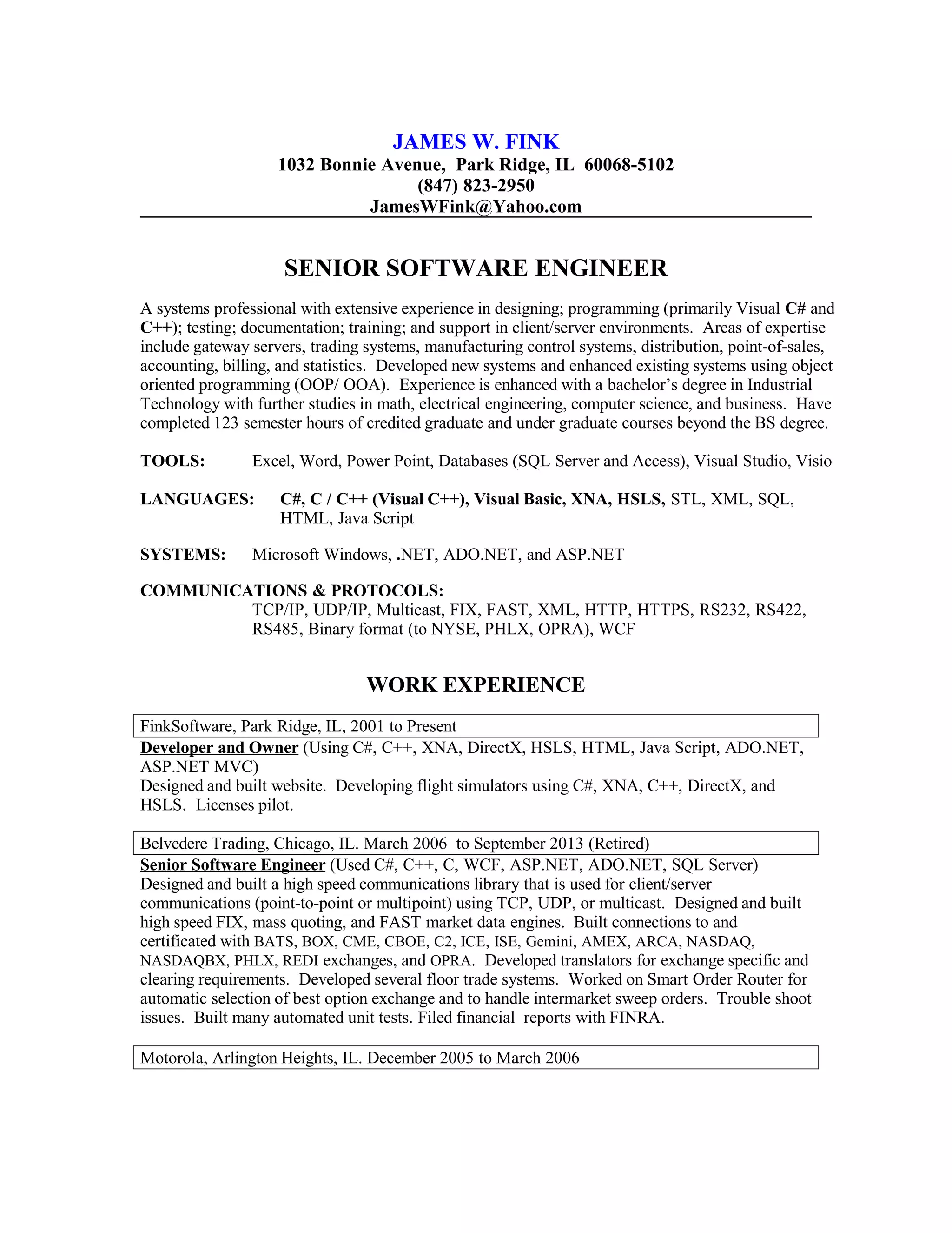 RESUME_SoftwareEngineer.DOC | Computing | Technology & Computing