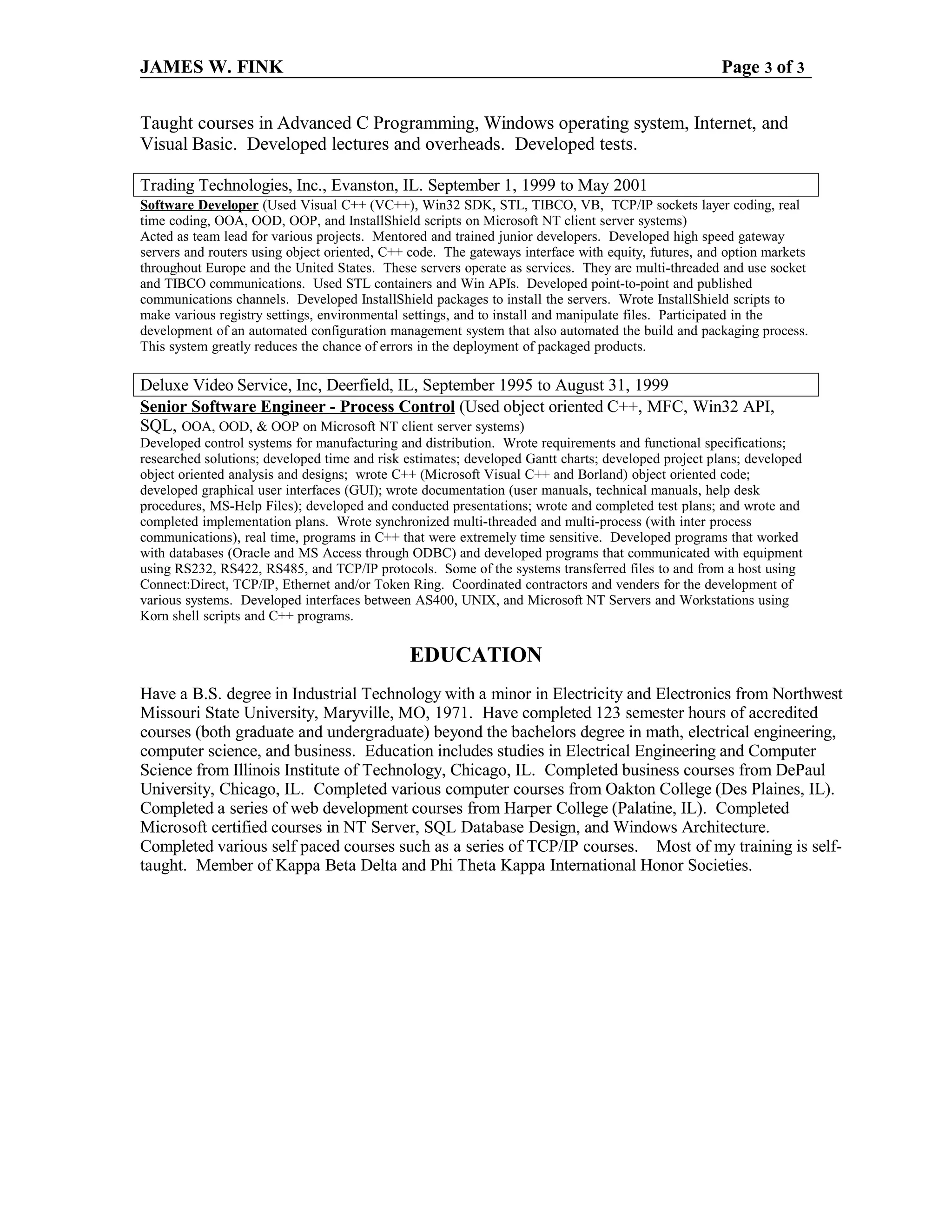 RESUME_SoftwareEngineer.DOC | Computing | Technology & Computing